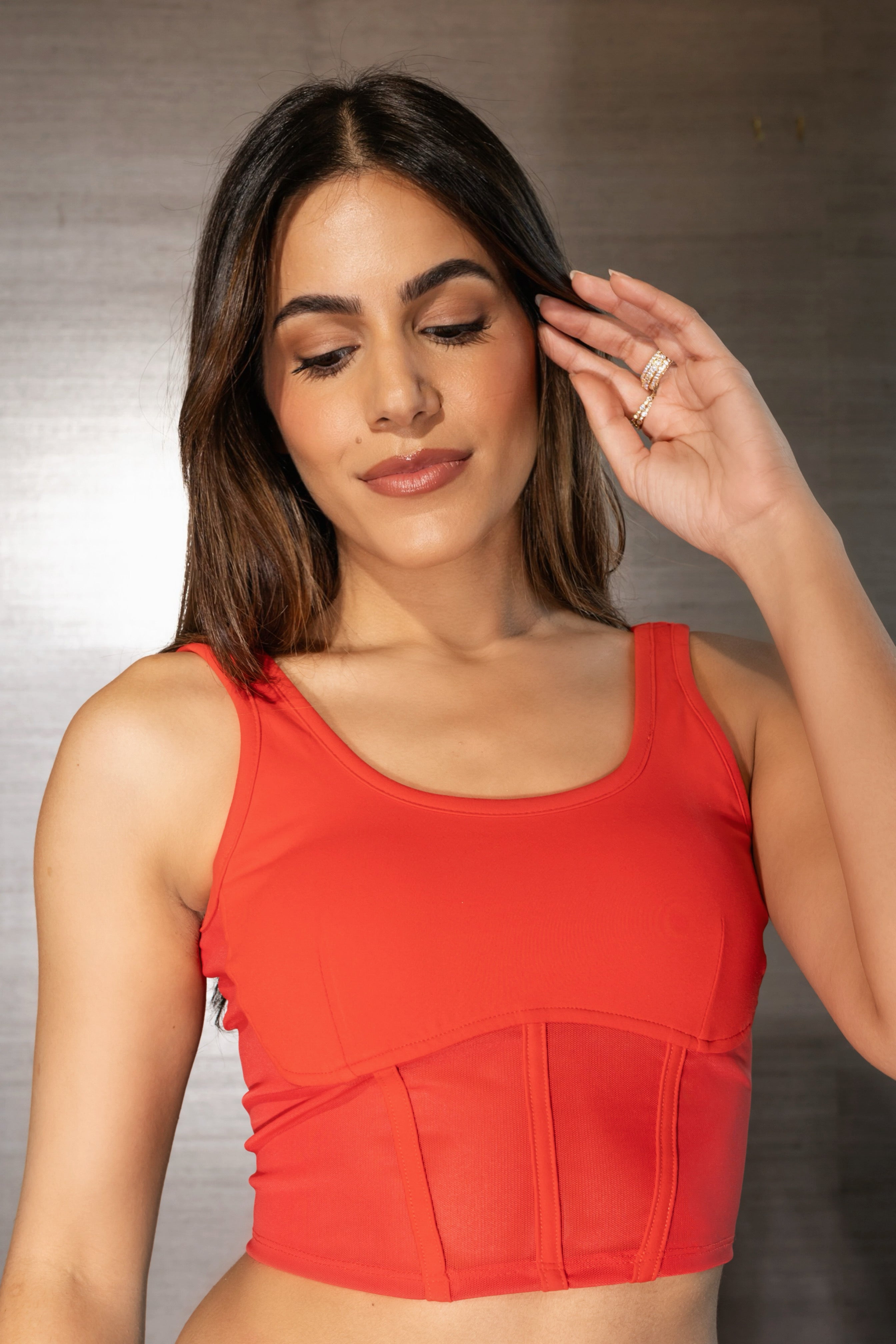 She’s So Meshy Corset Top- Red – Ashley Snell Collection